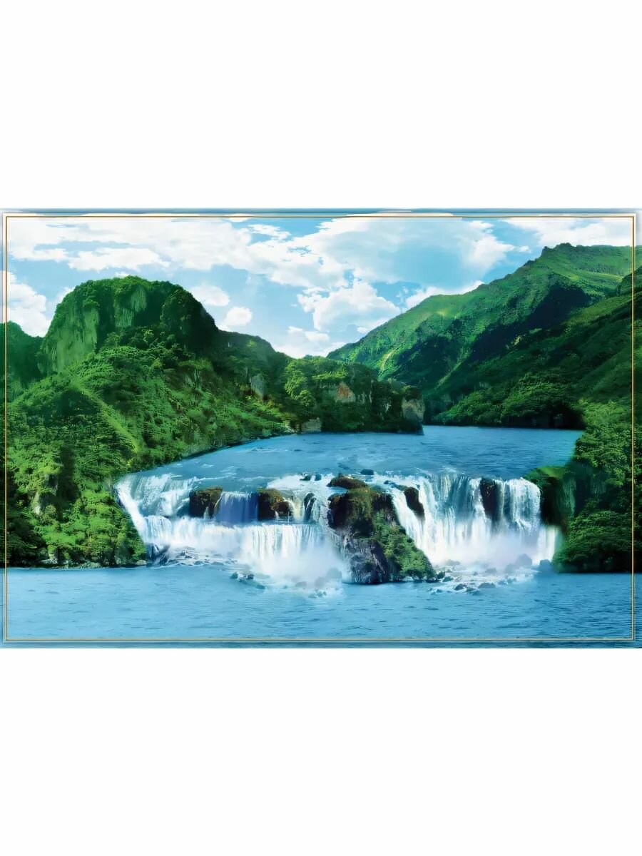 Фотообои бумажные, глянцевые "Горные водопады", 294*201 см, 9 листов