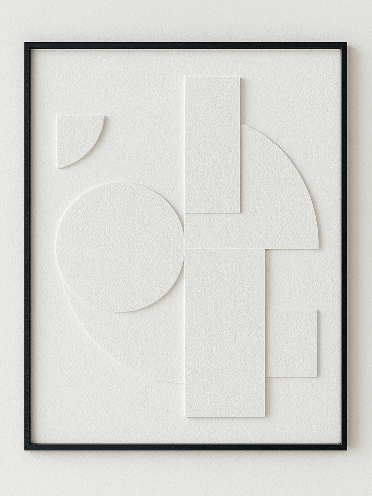 Панно декоративное настенное 50х40 см 3D белое в черной рамке, RumiVibe