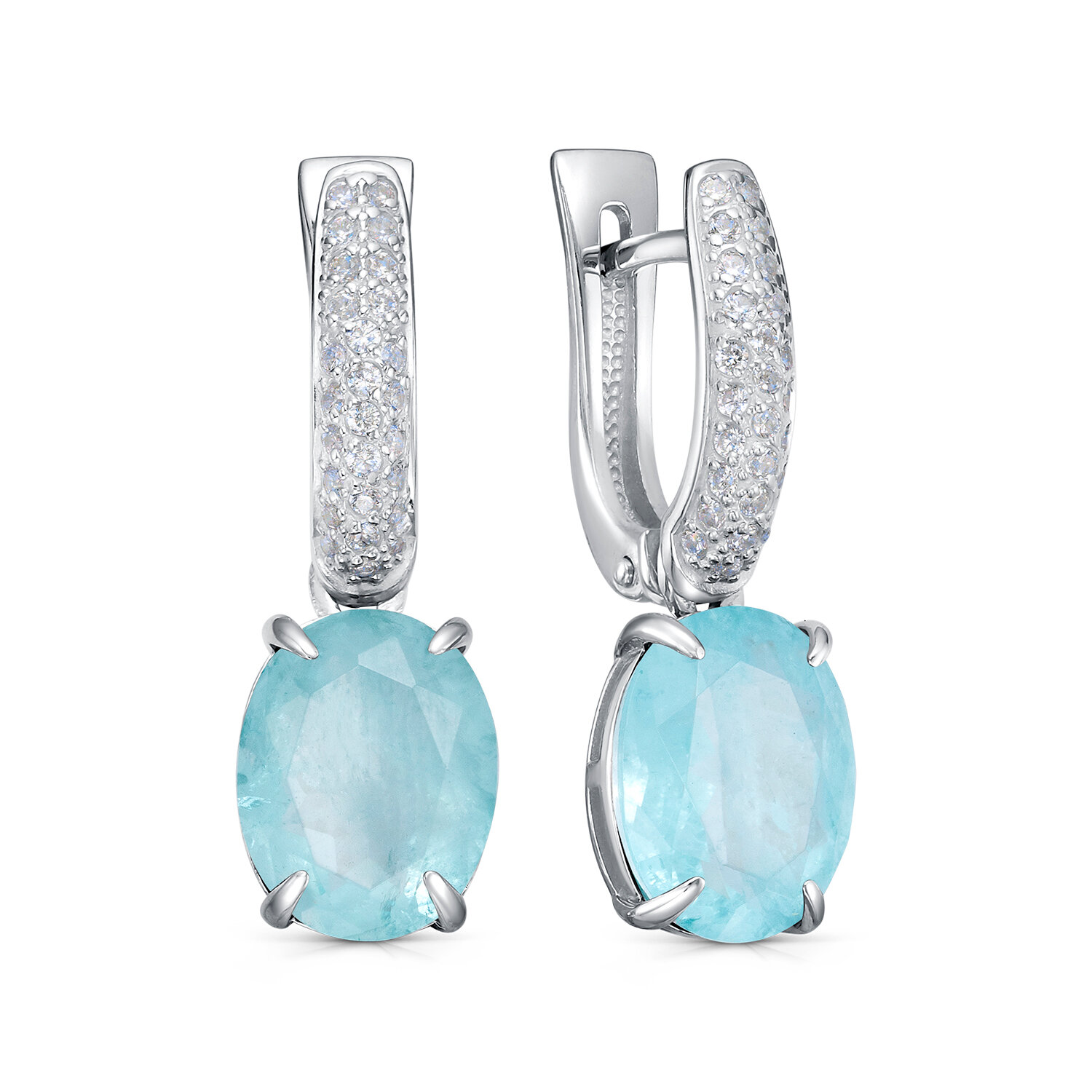 Подвеска для серег, серебро, 925 проба, фианит, алпанит