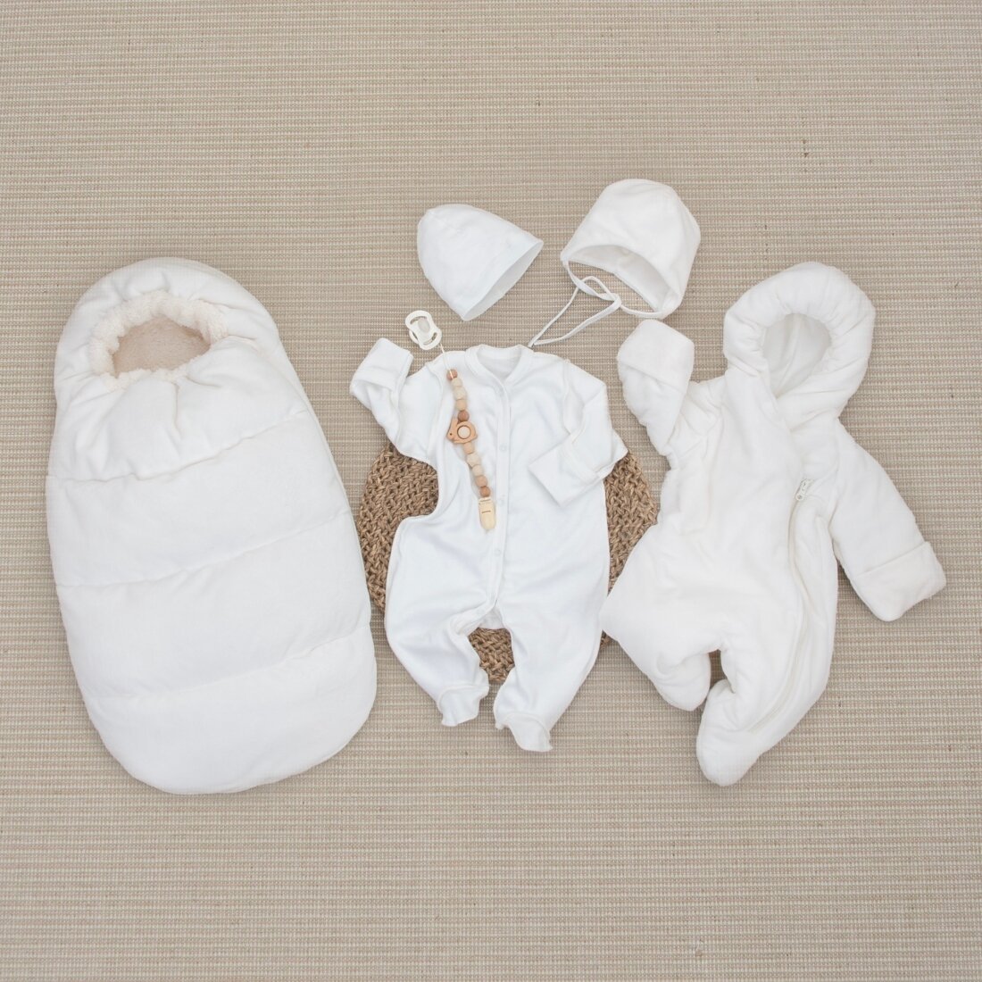 Комплект на выписку 5 предметов "Зефир Плюш", демисезонный, сахар