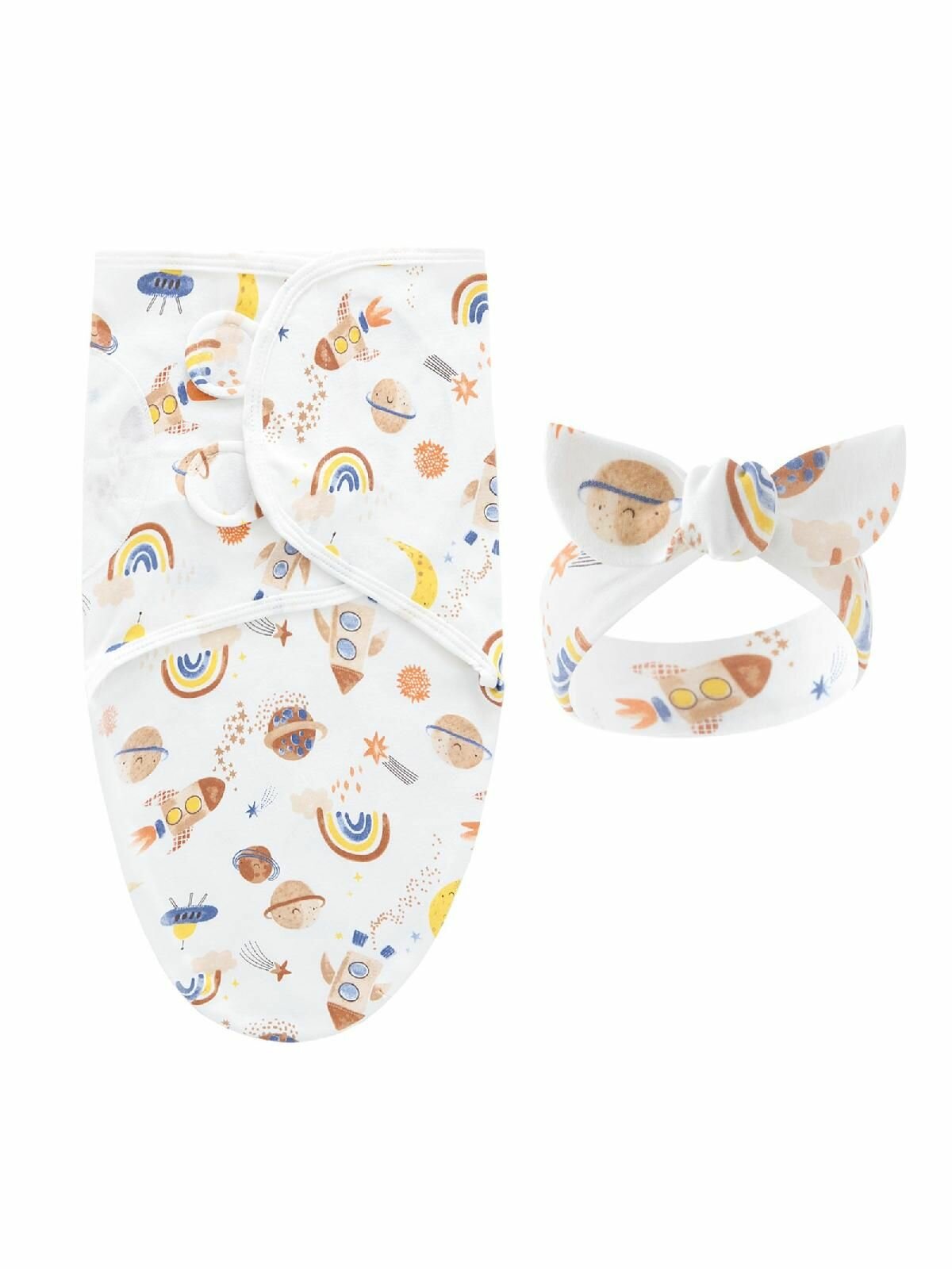 Комплект для младенца: противокрадущий плед и повязка - коричневый космос