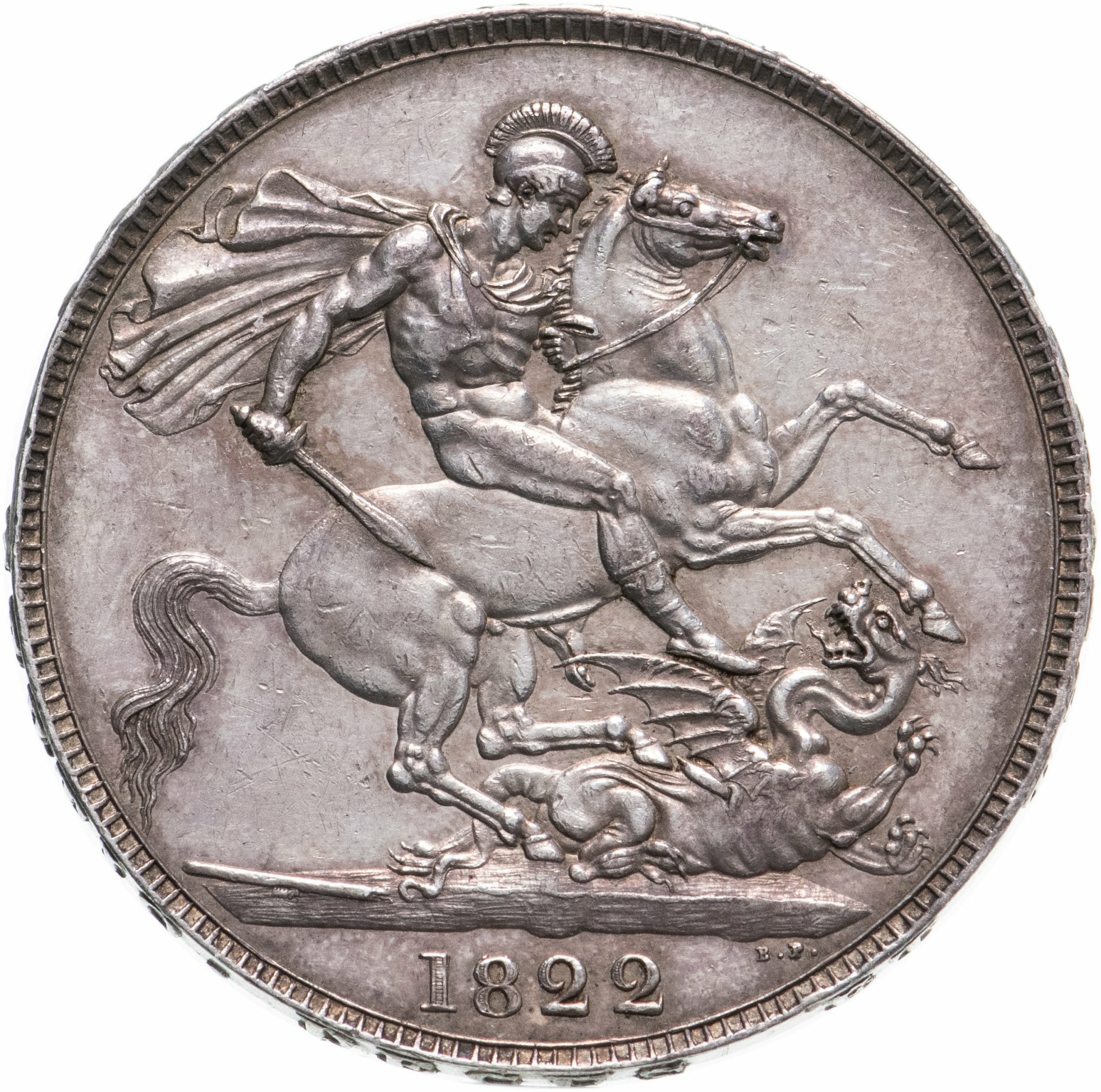 Великобритания 1 крона 1822 Георг IV, Серебро, в сохранности XF-AU