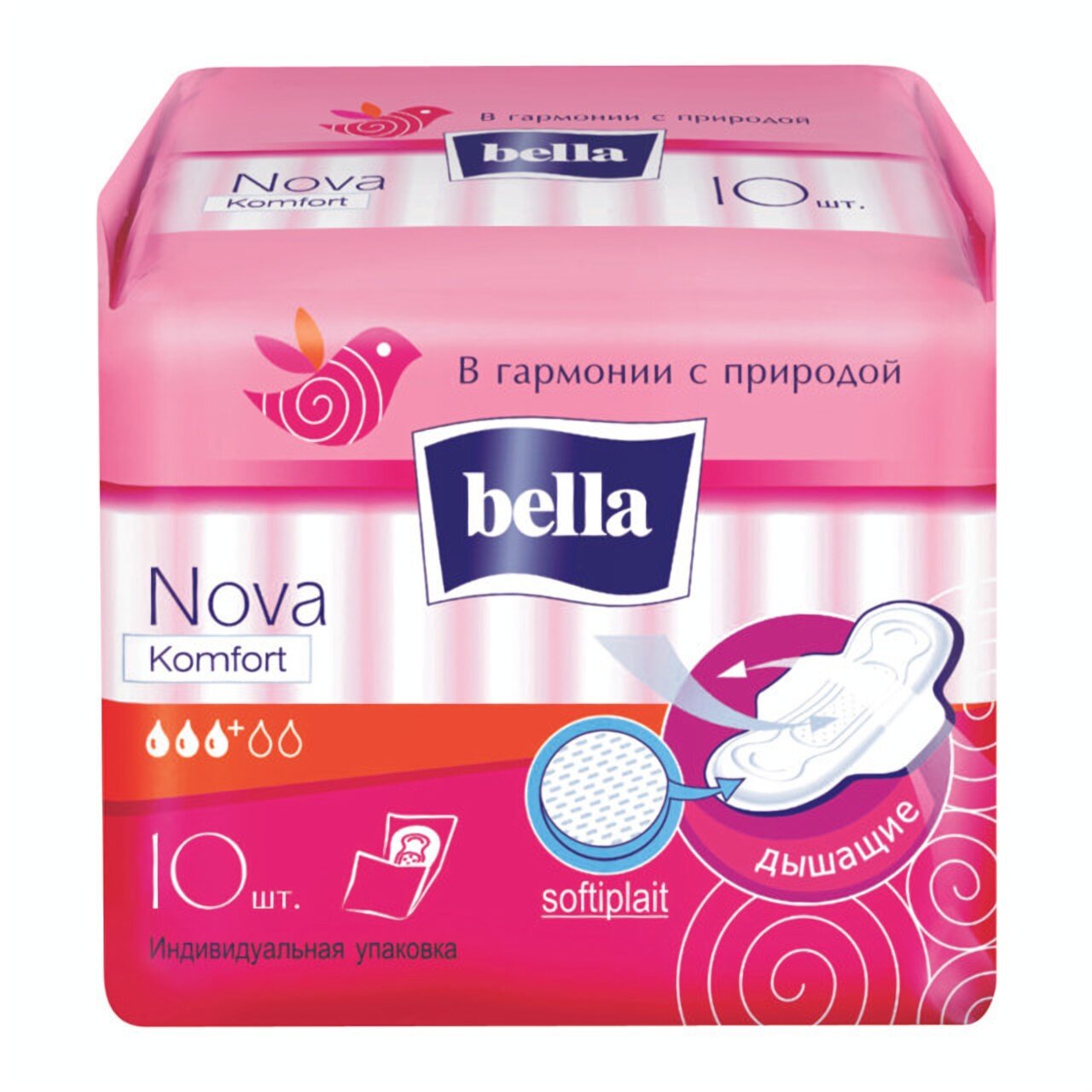 Прокладки женские гигиенические BELLA "Nova Komfort", 10 шт, с крылышками