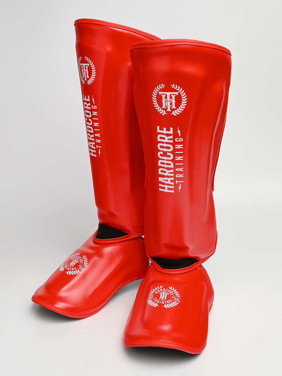 Защита голени для ММА и тайского бокса Hardcore Training Base Red L