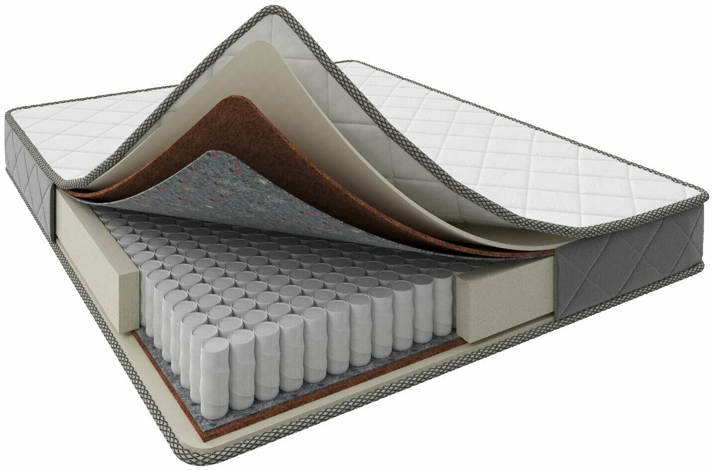 Матрас Татами Comfort 140х200 высота 18 см анатомический средней жесткости кокосовый Независимые пружины