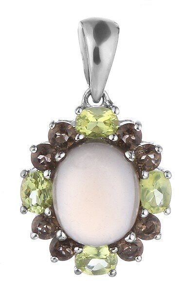 Подвеска, серебро, 925 проба, раухтопаз, перидот