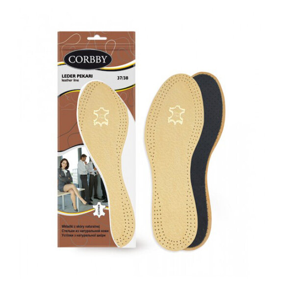 Стельки Corbby LEDER PEKARI, кожаные, латексная пена, размер 39/40