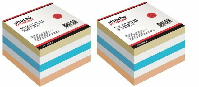 Attache Economy Блок для записей запасной 9х9х5 цветной 60-80 г, 2 уп.