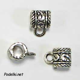 Фурнитура для бижутерии Бейл Цилиндр 0002442 цвет античное серебро 9x8 мм, цена за 10 шт.