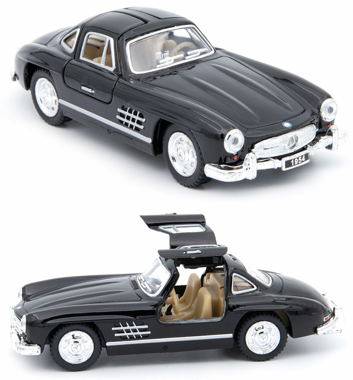 Kinsmart. Модель "Mercedes-Benz 300SL 1954" черная, масштаб 1:36, инерционная