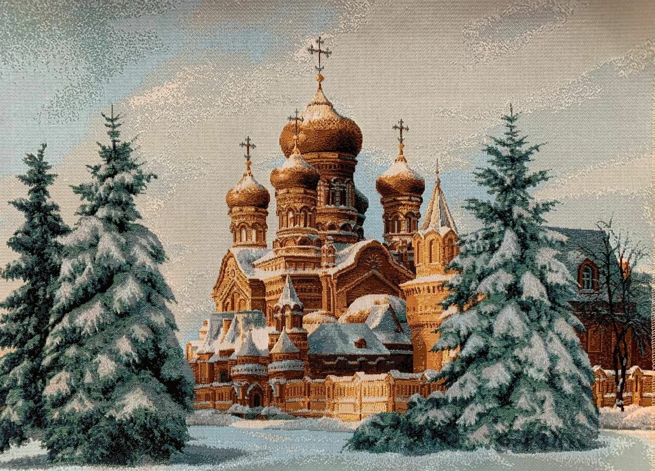 Гобелен, гобелен без рамы 34х48 см / "Утро перед Рождеством"