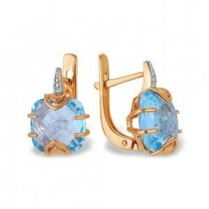 Серьги, красное золото, 585 проба, аметист