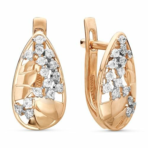 Серьги, золото, 585 проба, фианит