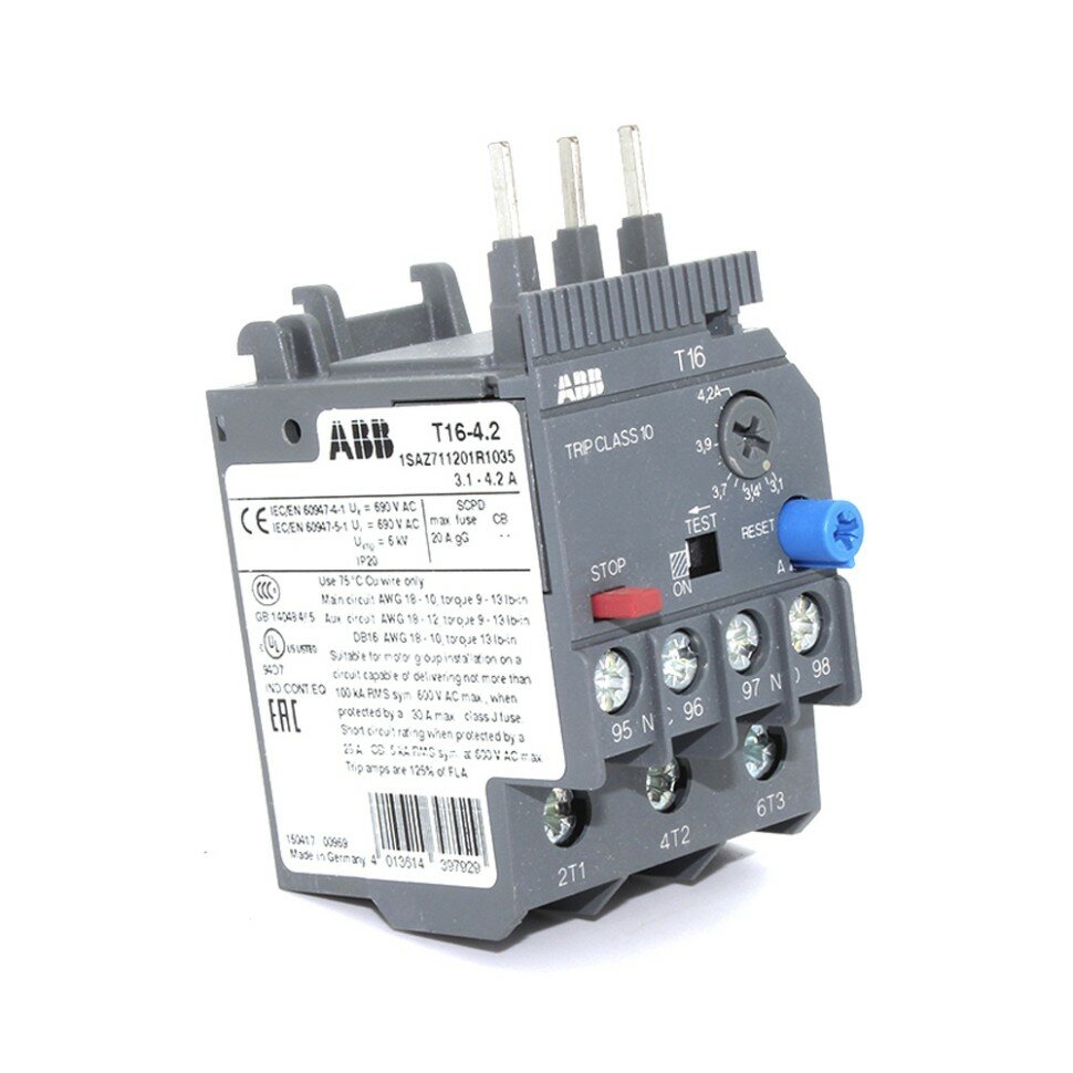 ABB T16-4.2 1SAZ711201R1035 Тепловое реле перегрузки 3,1-4,2А
