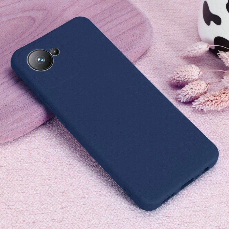 Силиконовая накладка Silky soft-touch для Realme C30 синий