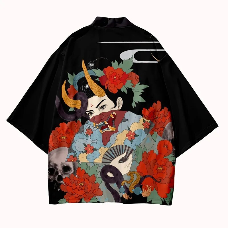 Женское кимоно Tangspoem Черный, 12