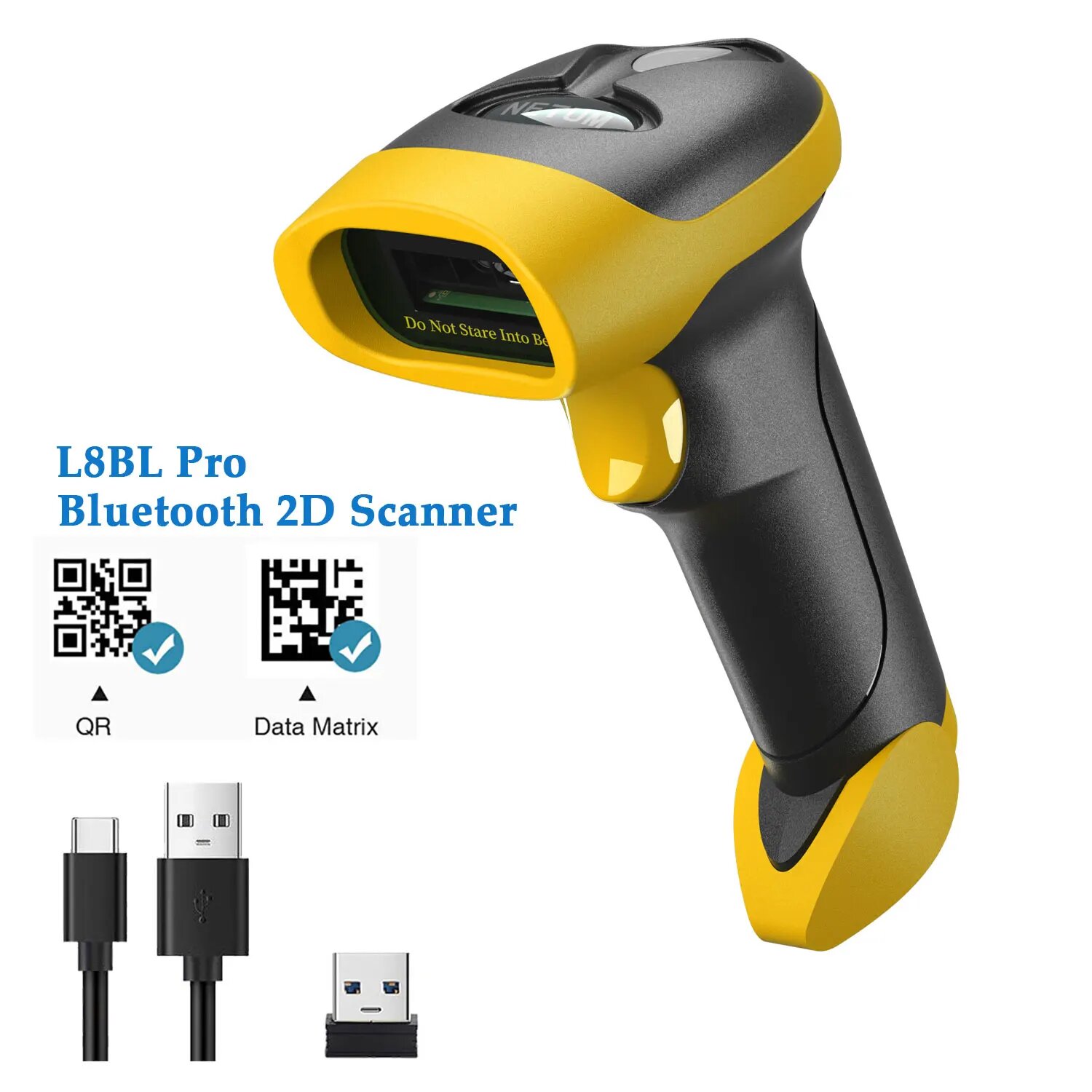 Сканер штрих-кодов Bluetooth 2D NT-L8BL желто-черный