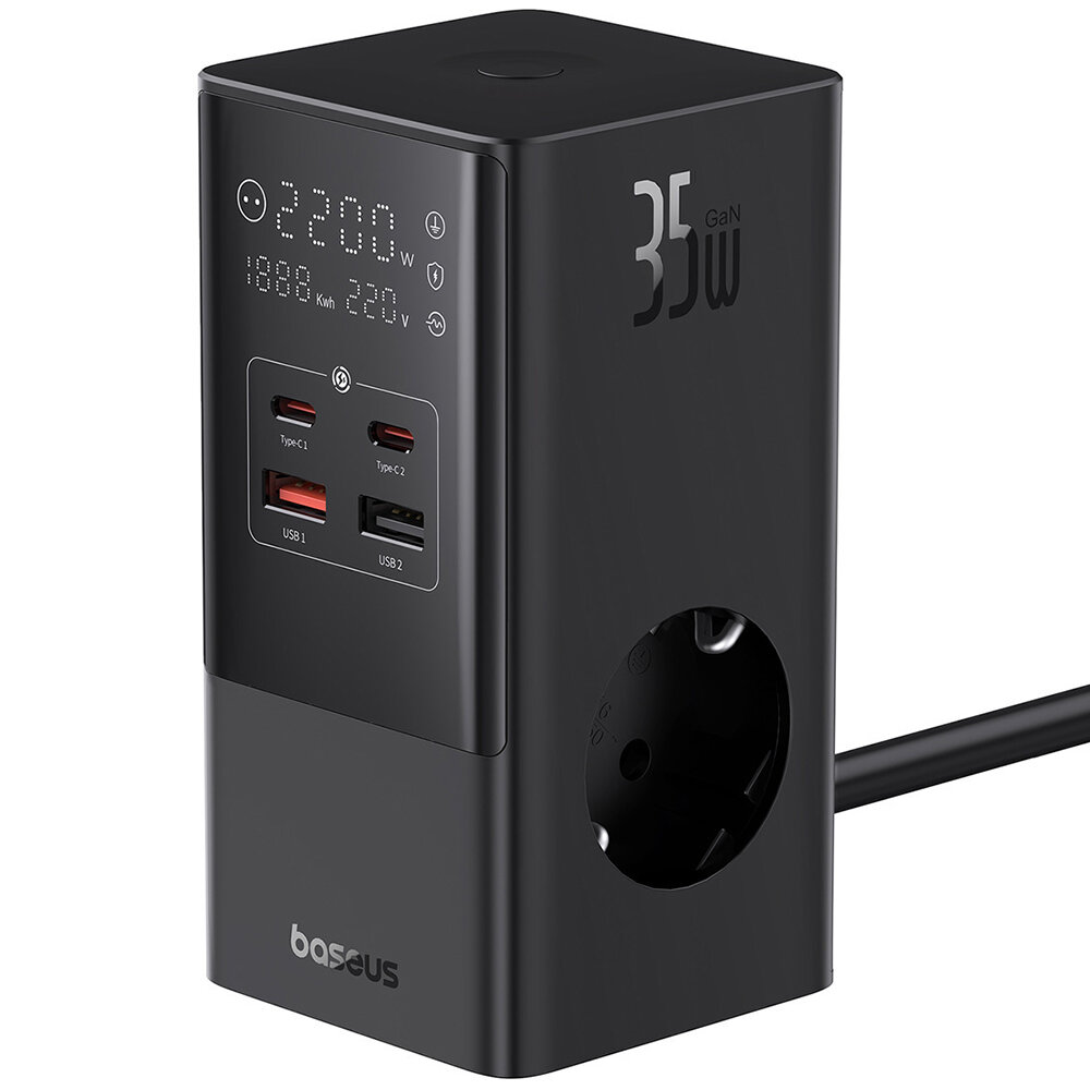Сетевое зарядное устройство Baseus PowerCombo Tower 35W чёрное (E00023606113-00)