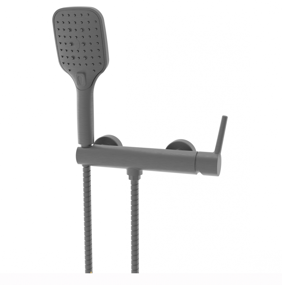 Смеситель для душа из латуни без излива с лейкой и шлангом Vieir V103561-G графит