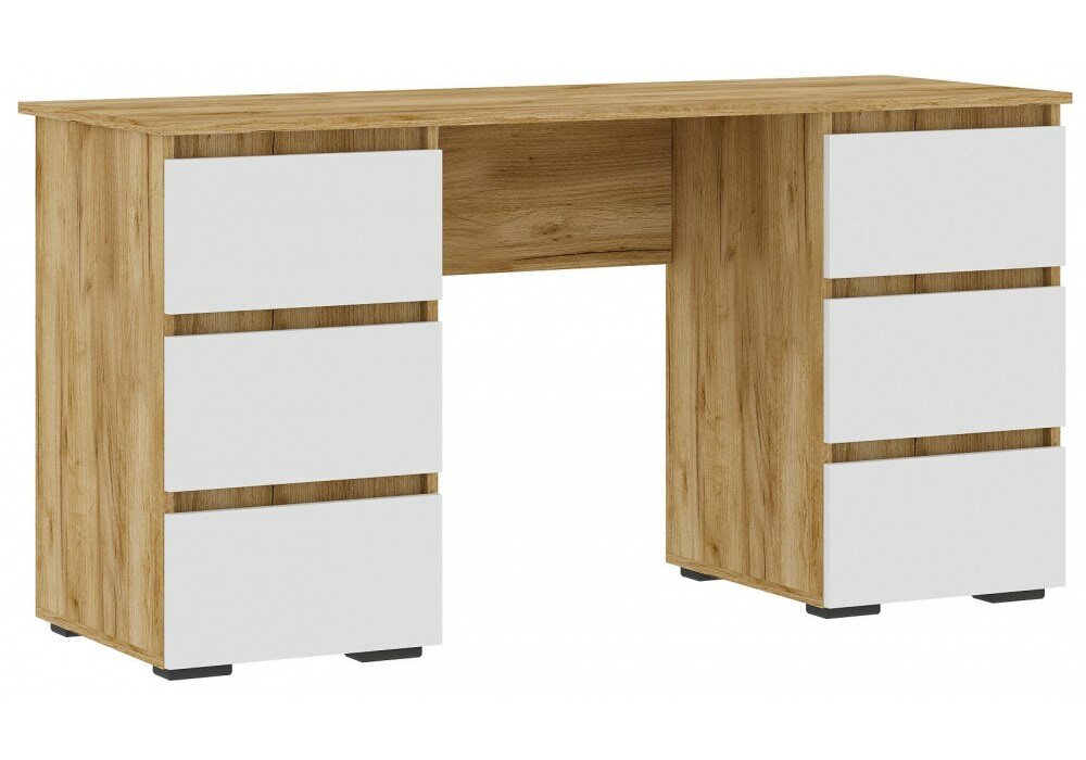 Компьютерный стол Woodville Письменный стол Элла ПС 02 белый / дуб крафт золото