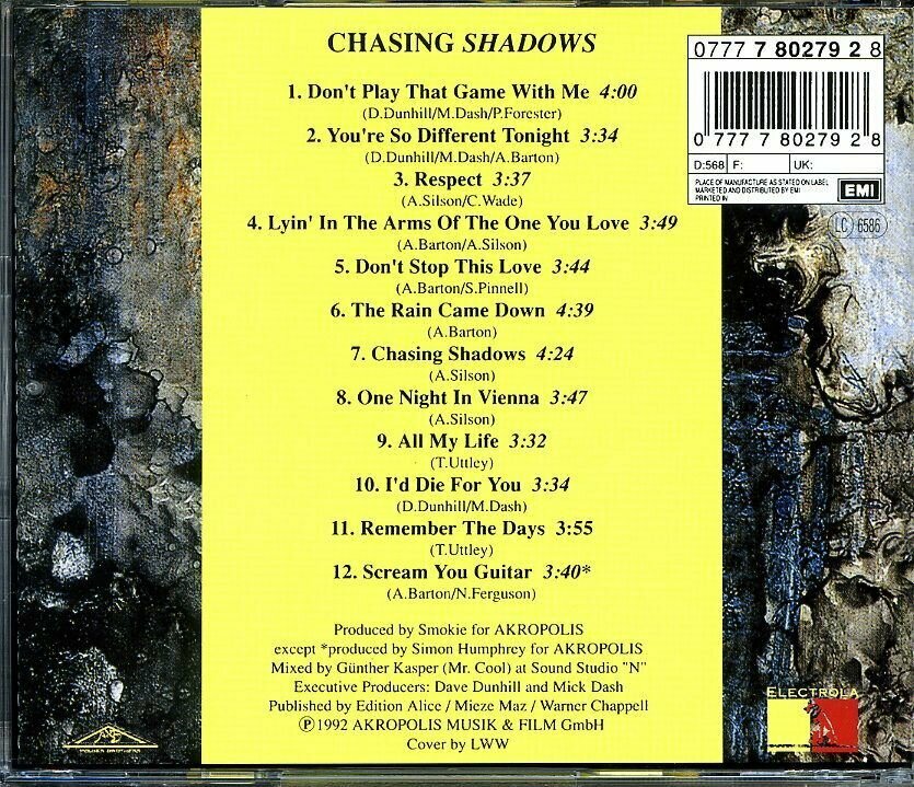 SMOKIE - Chasing Shadows 1992 г — фото 1
