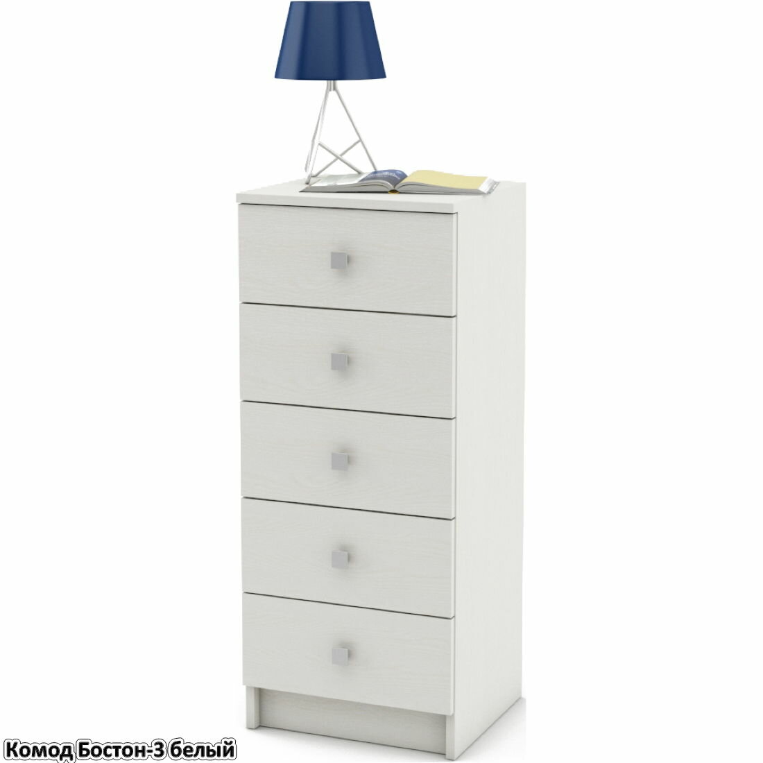 Комод Бостон-3 Белый, ЛДСП, МФ Владимир VMF, 40х96,6х38 см.