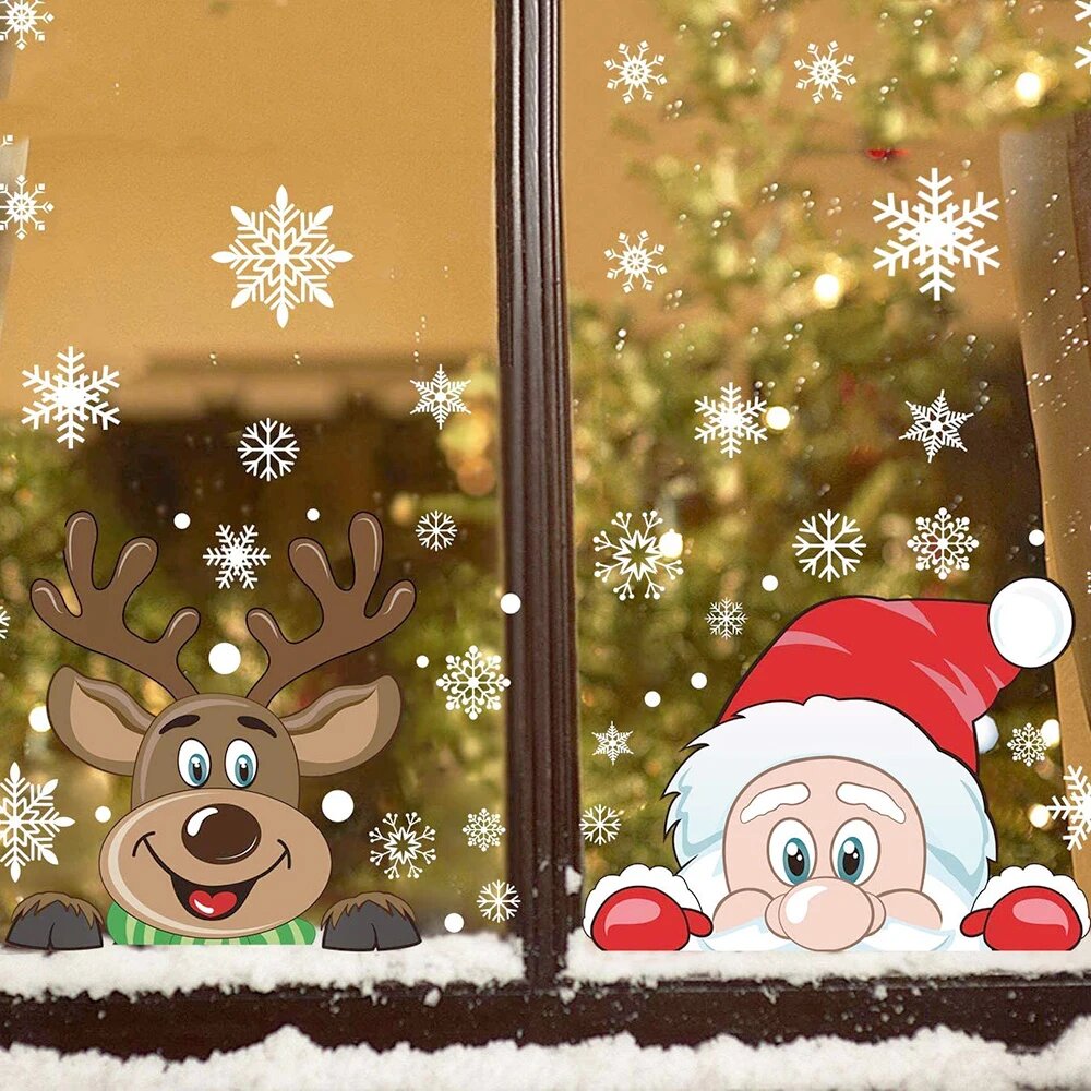 Рождественские наклейки на окна 30-(21X30CM)