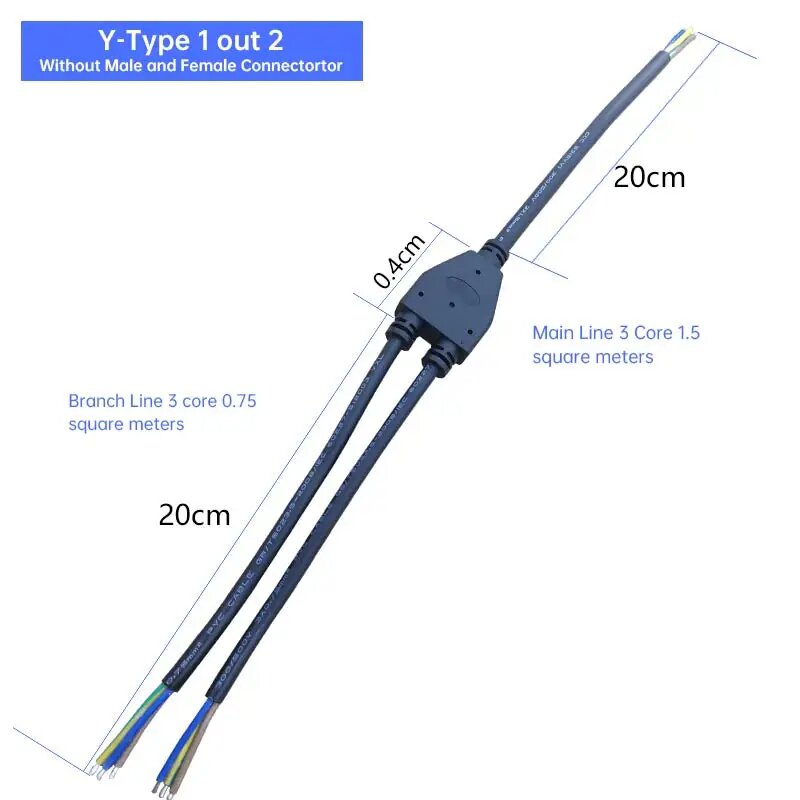 DIVEDEER IP67 водонепроницаемый кабель разъем Y-образный 2/3/4 контакта 3Pin 1 to 2