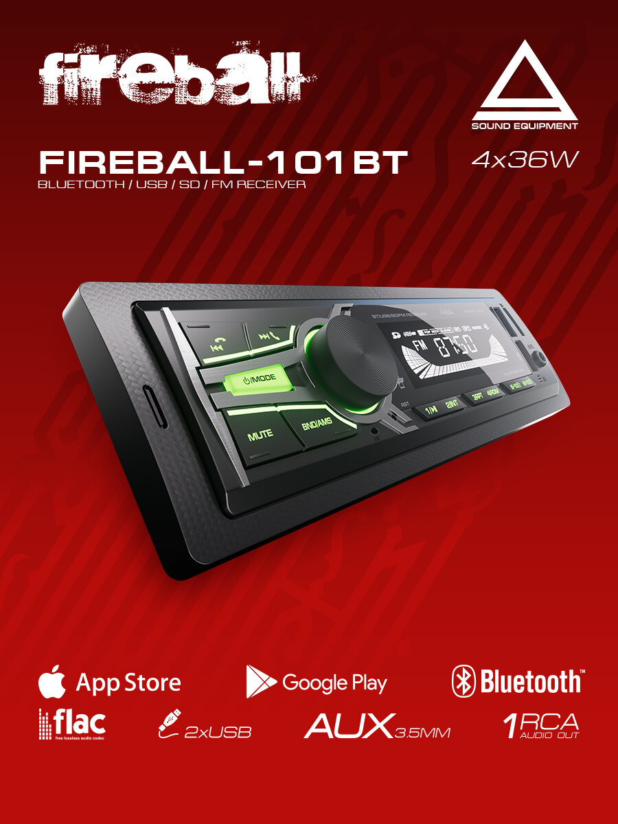 Автомагнитола c BlueTooth AurA FIREBALL-101BT