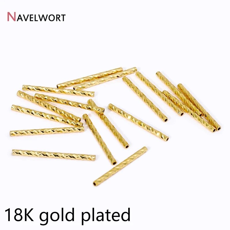 Золотые трубочки для бижутерии 18K, 1.5mmx20mm, 40 шт