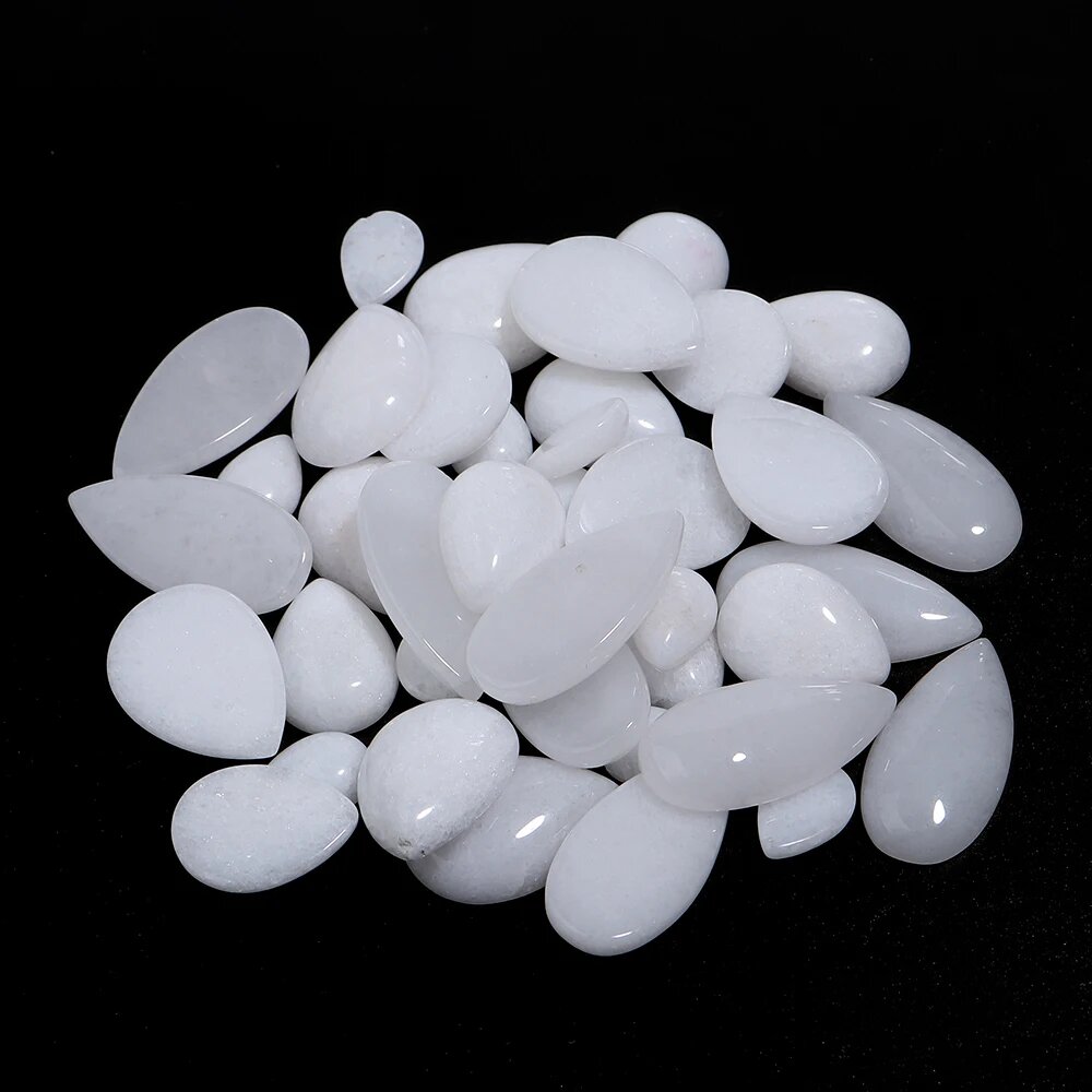 Кабошоны из натурального камня Тиparts, аметист, лазурит, агат Белый, 18x25mm 5Pcs, WH