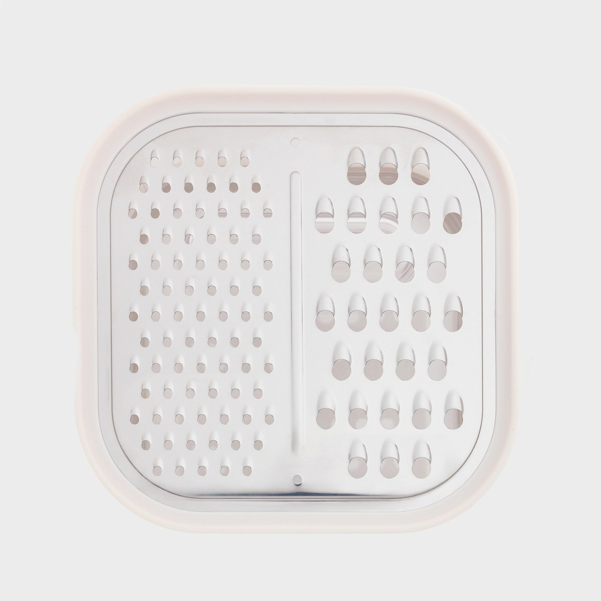 Терка, 14х14 см, с контейнером, сталь/пластик, молочная, Soft kitchen, Kuchenland