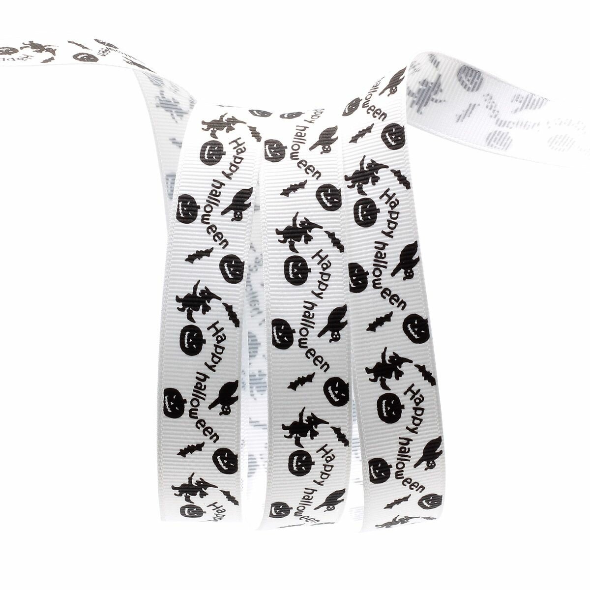 Лента репсовая PREMIUM 'Черно-белый Хэллоуин' 20мм*22,5м (029 белый)