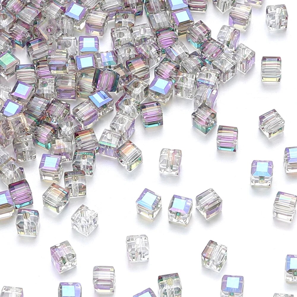 Хрустальные бусины квадратные 4, 6, 8 мм 50 шт. 4 мм, Сиреневый, Light Purple
