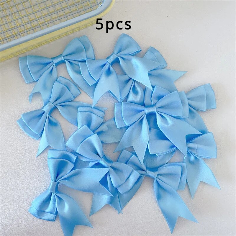 5 шт. 6 см Шелковый предварительно привязанный бант-бабочка, аксессуары для сумок небесно-голубой