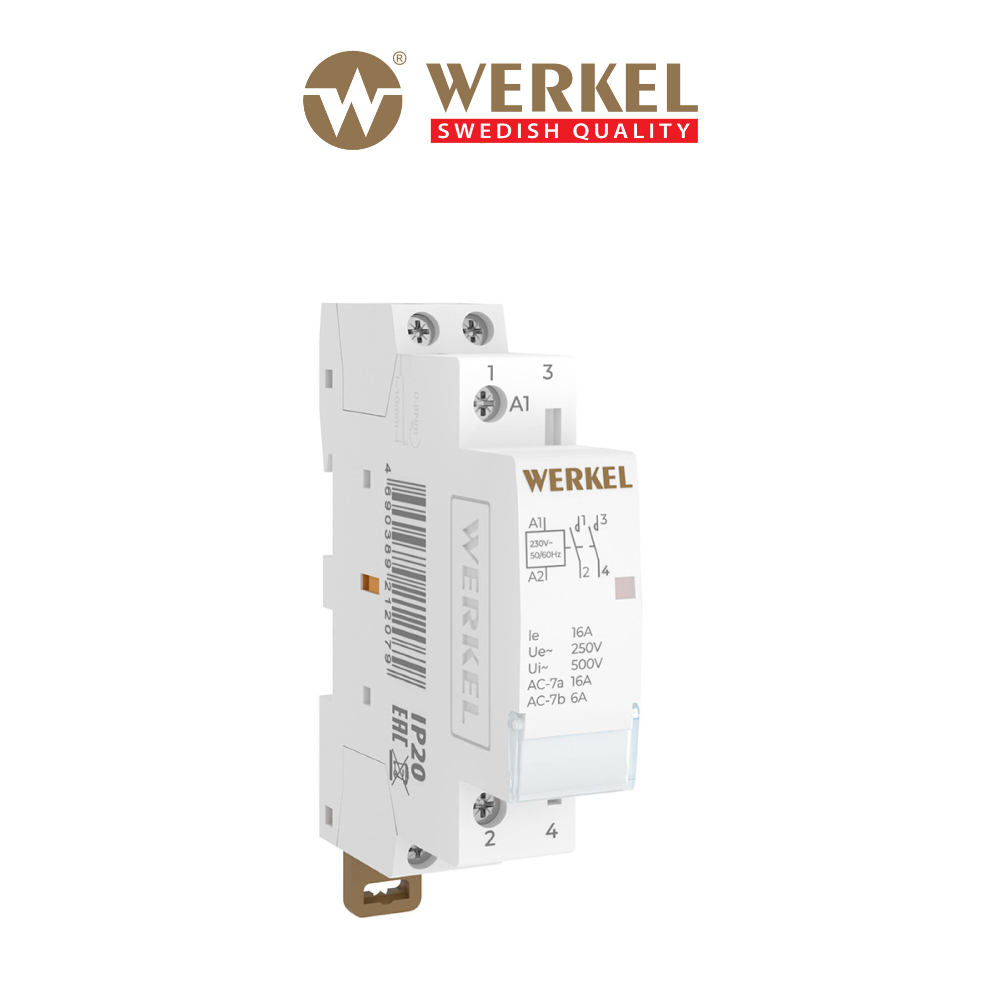Контактор модульный Werkel W941M16O, 16 A, 2NO, 230 В (1 модуль)