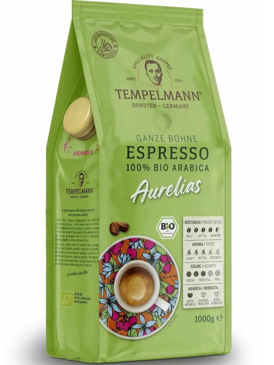 Tempelmann Aurelias Espresso Bio в зернах 1 кг