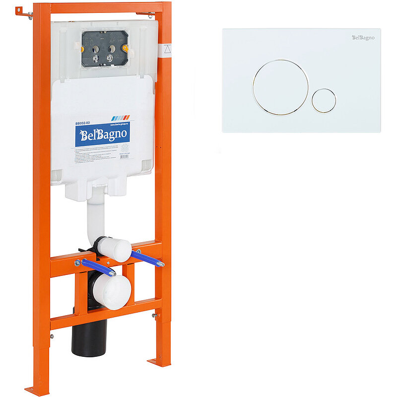 Инсталляция для подвесного унитаза BelBagno с клавишей смыва белый BB002-80/BB014-SR-BIANCO