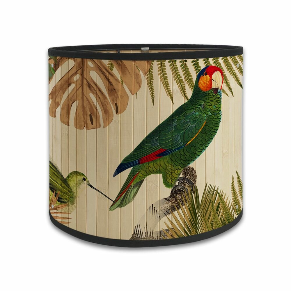 Барабанный абажур для настольной лампы торшера люстры, винтажный с рисунком птиц, сменный плафон, размер 30x30x30 см