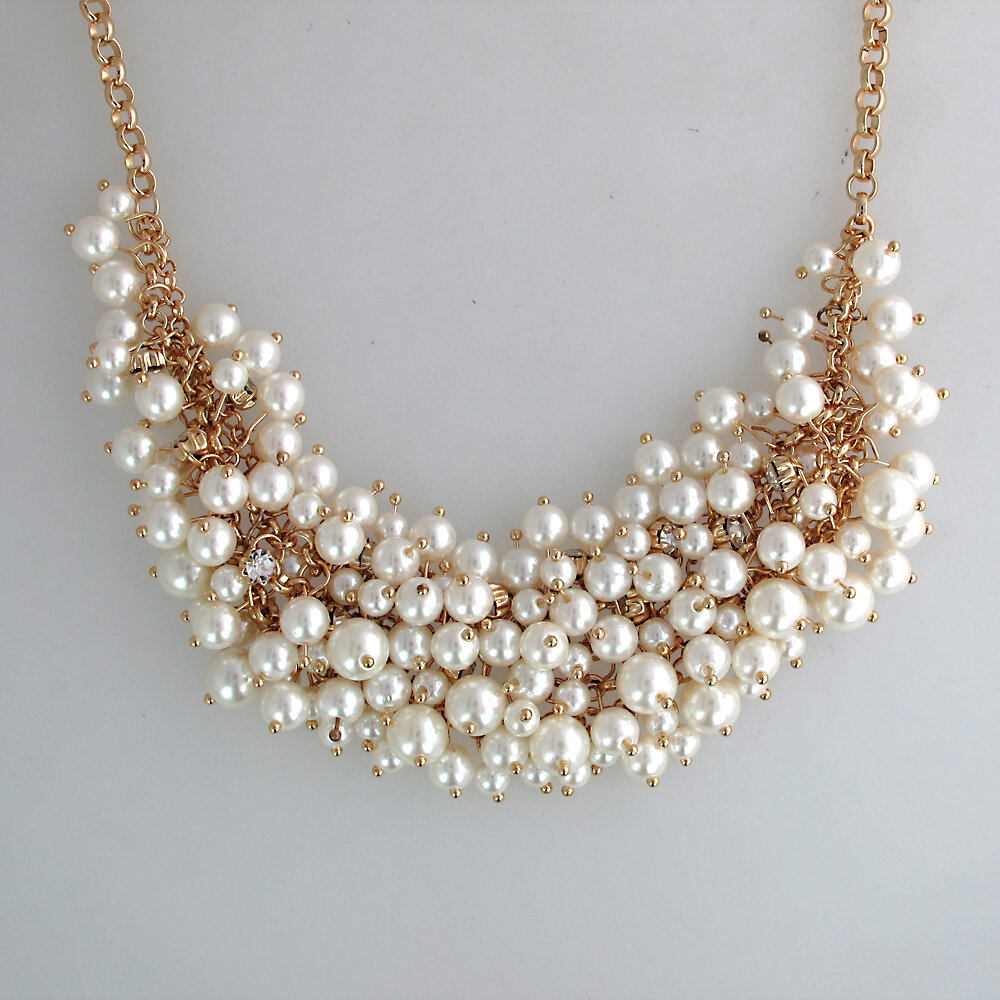 Колье, стекло, жемчуг имитация