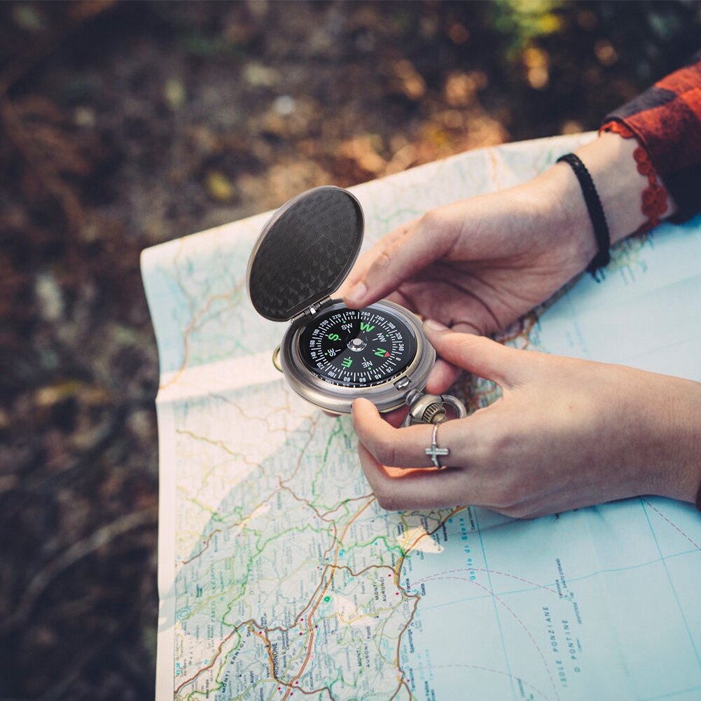 Винтажные Наручные Карманные Часы с Компасом из Цинкового Сплава для Ориентирования на Открытом Воздухе