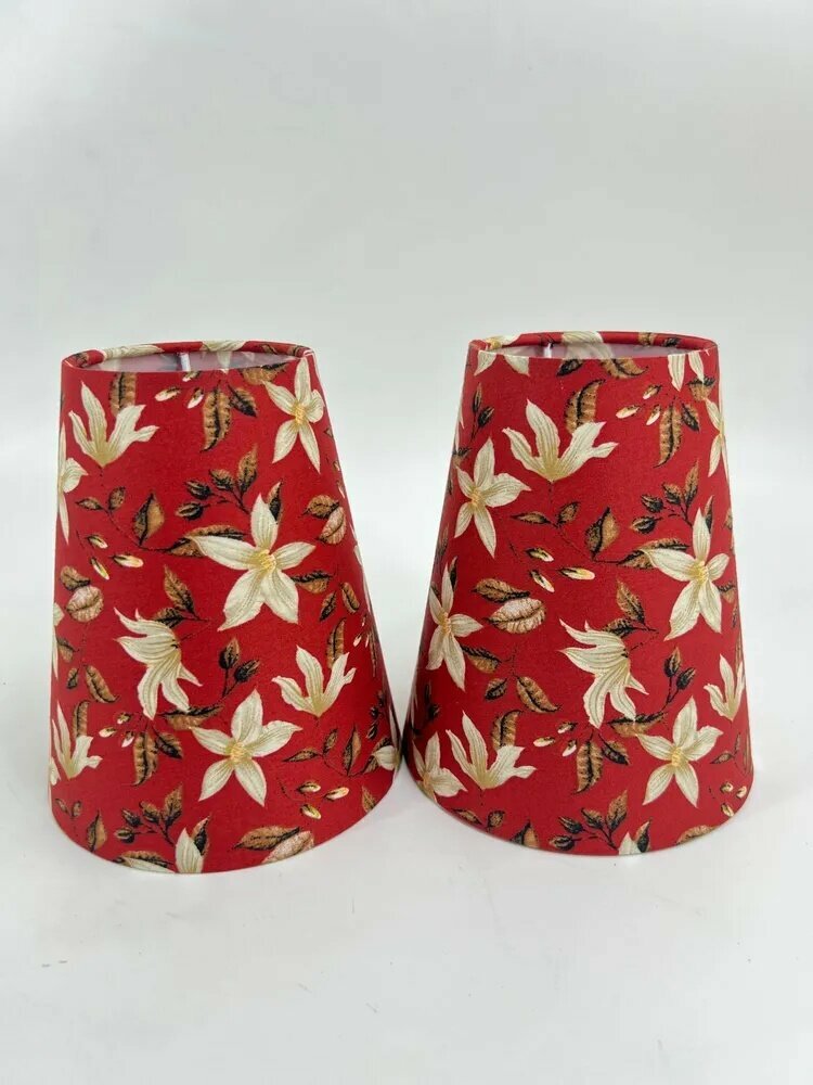 Тканевый абажур для лампы, 90 150 170 мм, принт "Красные цветы"