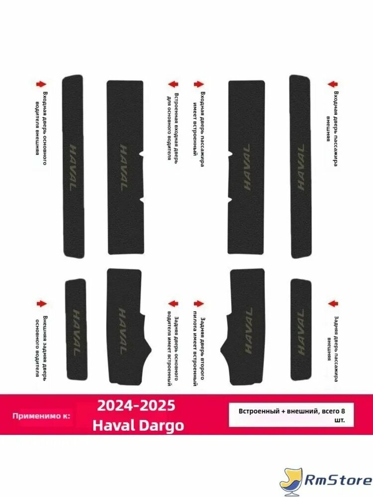 2024-2025 HAVAL Dargo Защитный коврик для порога автомобиля из натуральной кожи 8 шт, haval dargo Автозапчасти