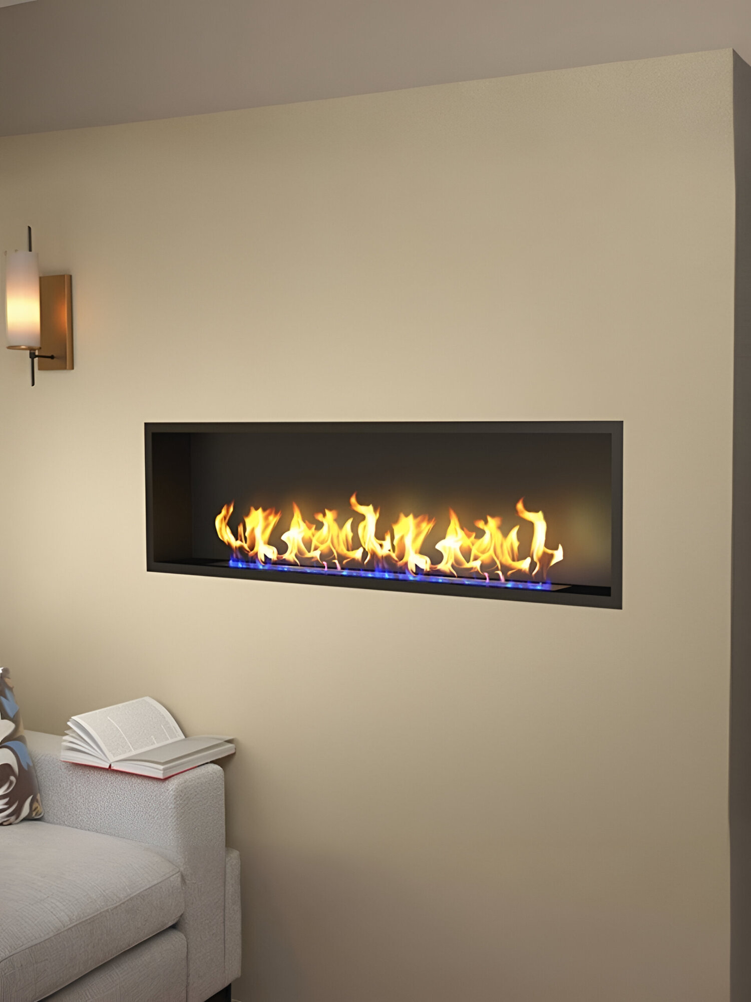 Биокамин ZeFire Flagman 1600, встраиваемый, черный, со стемалитом