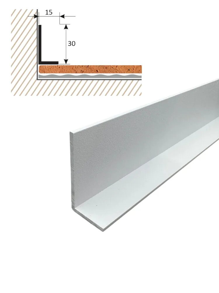 Уголок белый RAL9003 30х15мм длина 2,7 метра , угол универсальный алюминиевый