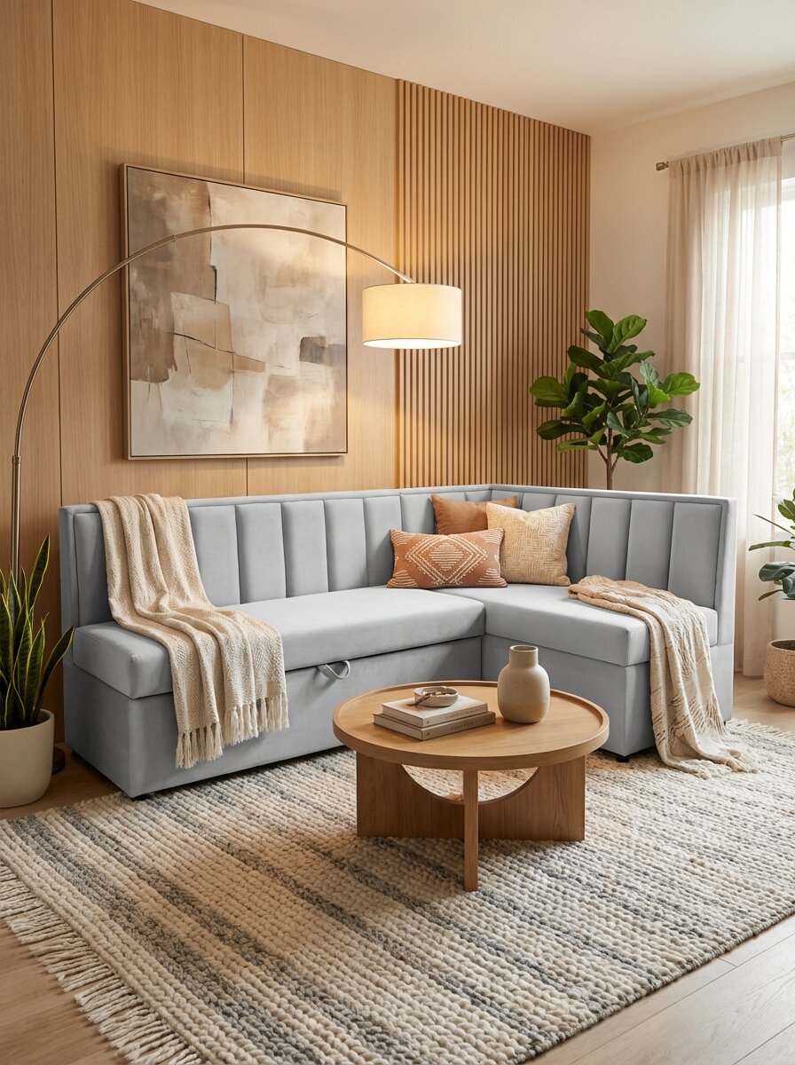 Кухонный уголок Santorini угол правый, светло-серый