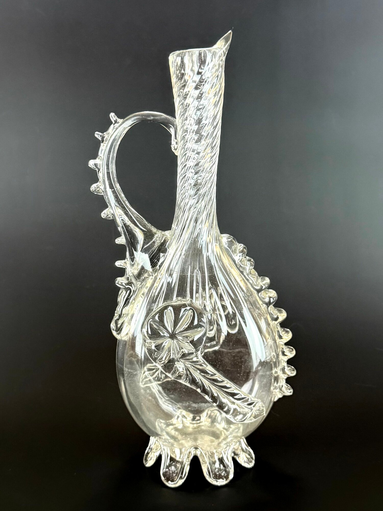 Винтажный стеклянный графин-штоф лебедь, 0,7 л, высота 35 см, СССР, 1970-е гг.