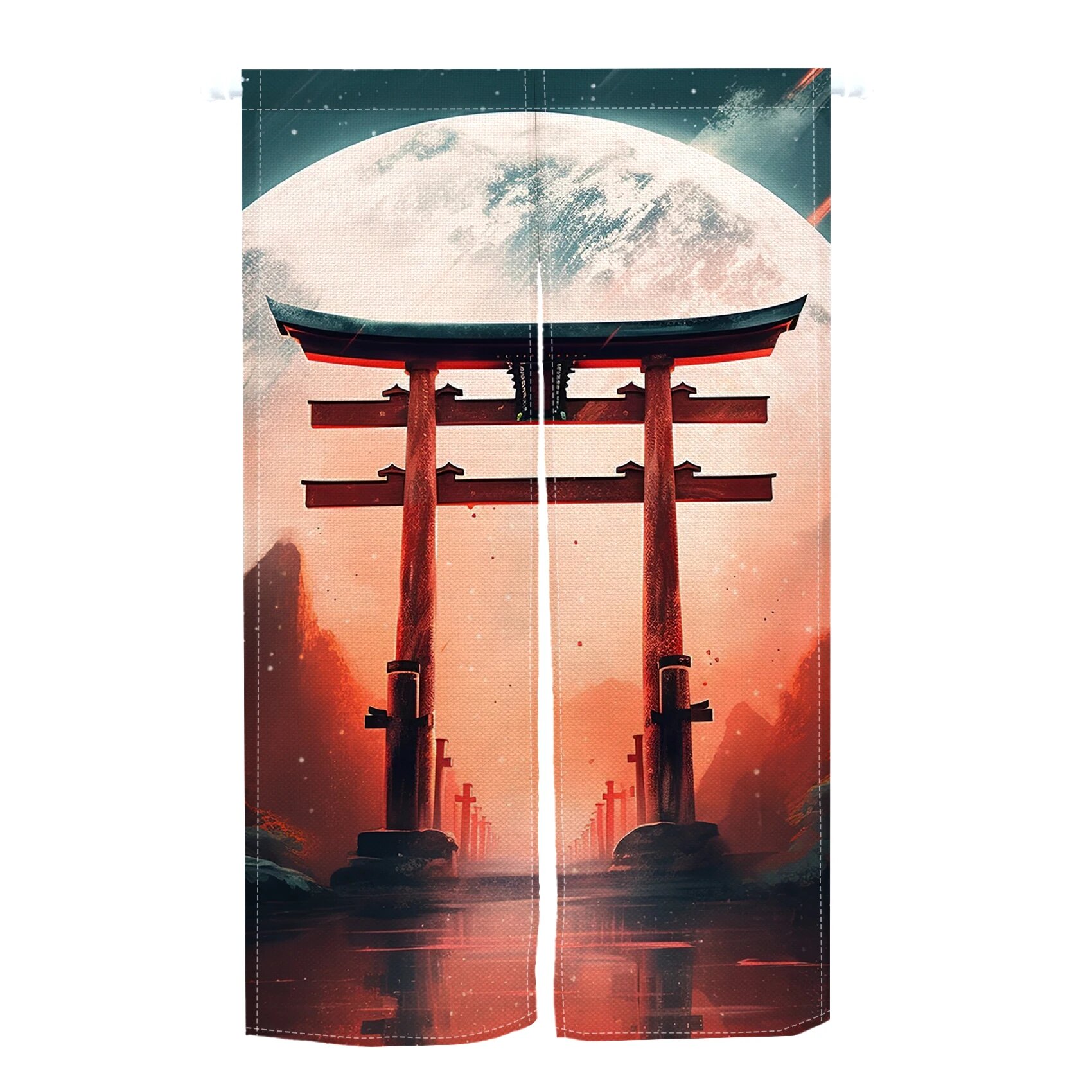 Японские шторы Noren, гора Фудзи, лен 120x180cm, HDS-2508211587