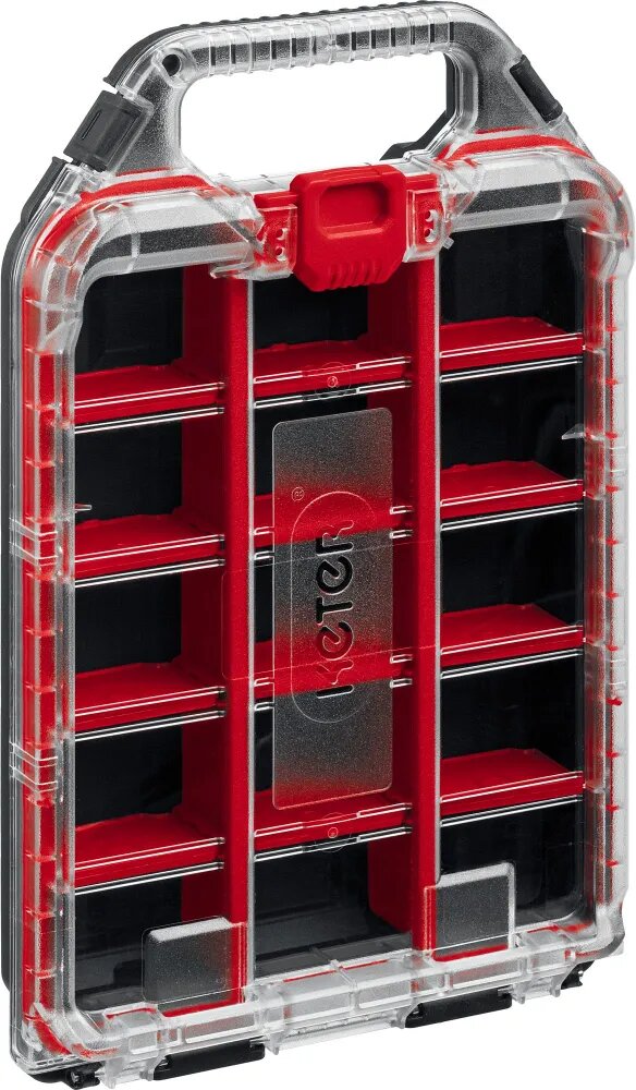 Ящик с крышкой Keter пластиковый. 15 регулируемыx ячеек, 242x388x78 мм, объем 10 л, серия STACKNROLL