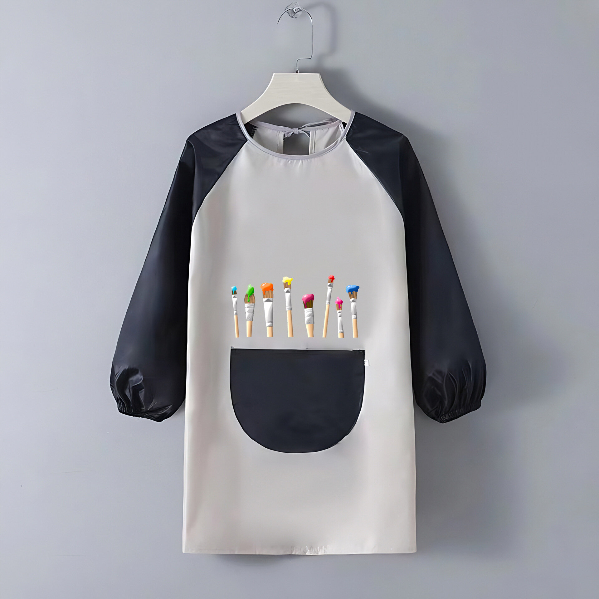 Детский фартук для рисования, водонепроницаемый и устойчивый к пятнам халат с длинными рукавами, одежда для детского сада, защитная одежда с индивидуальным принтом для еды.